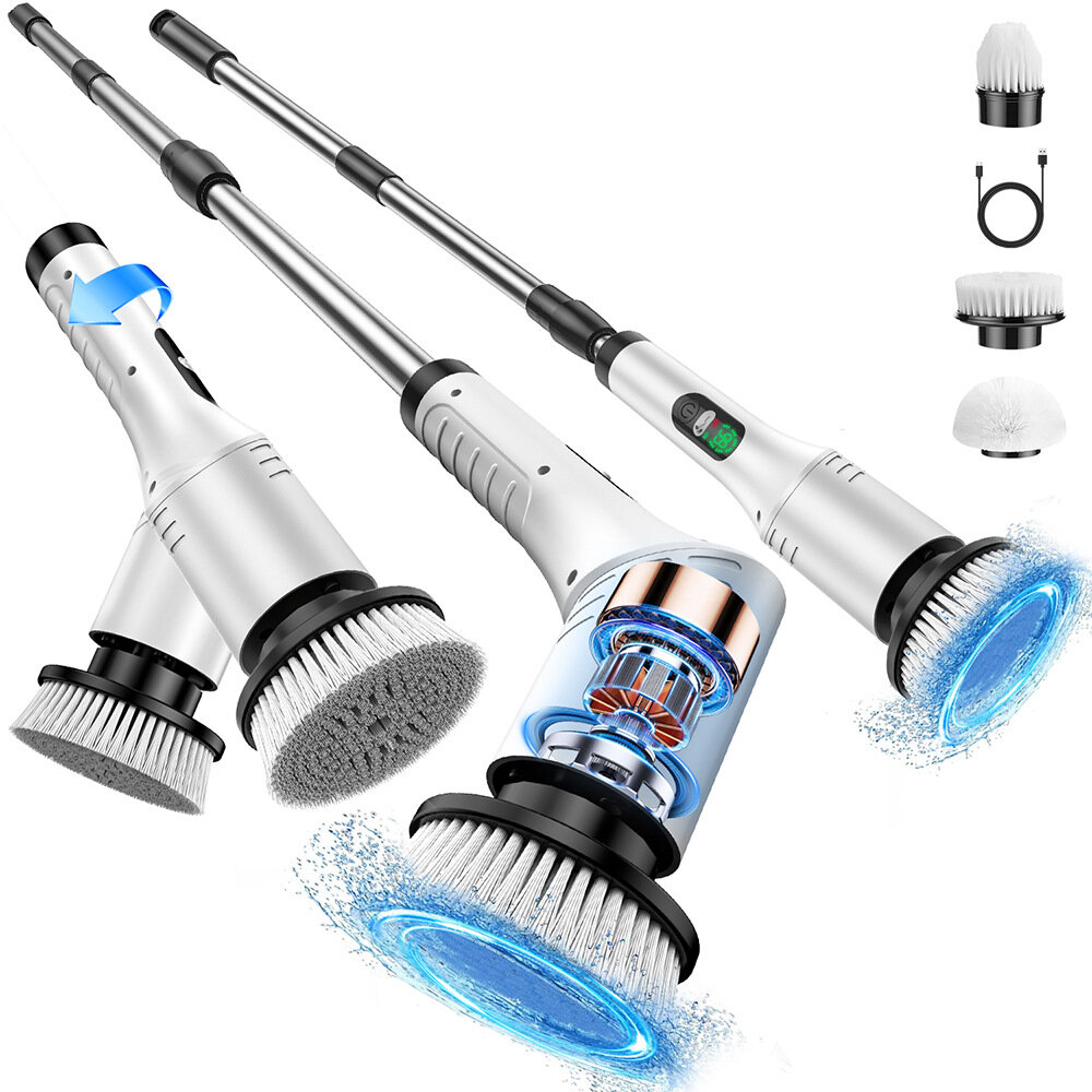 Кросс-бордерная новая многофункциональная беспроводная электрическая чистящая щетка, полностью автоматическая, вращающаяся, телескопическая, ручная, с цифровым дисплеем, длинная ручка для чистки
