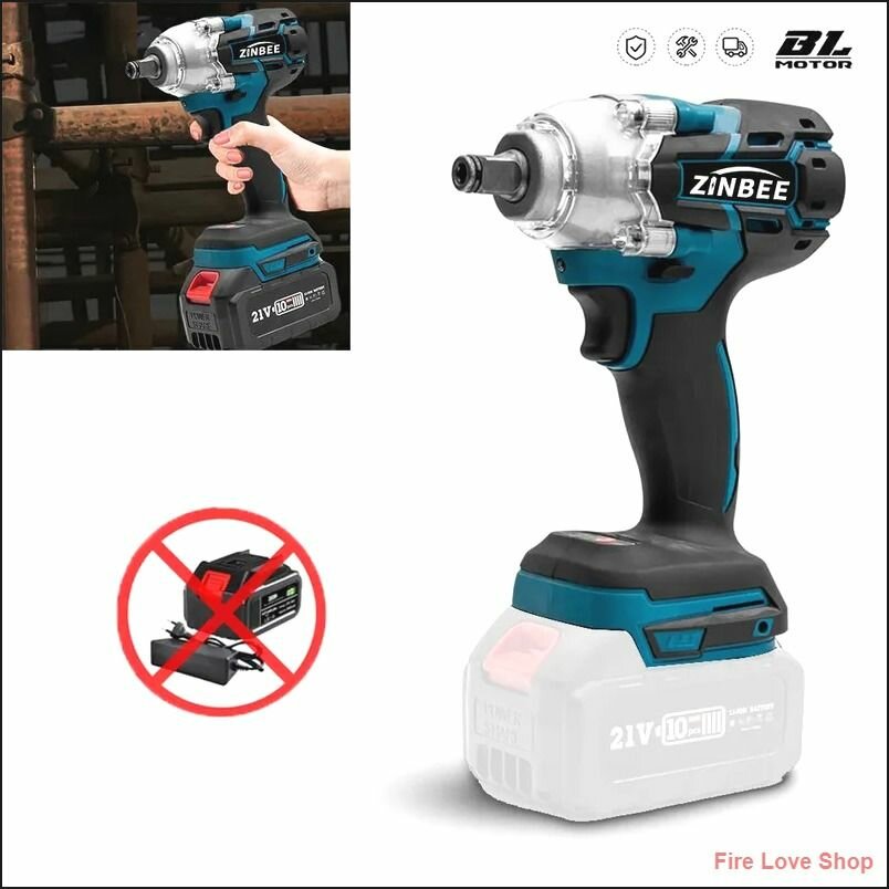 Ударный гайковерт , бесщеточный, аккумуляторный, 1/2 дюйма, 21 в, батарея не включена