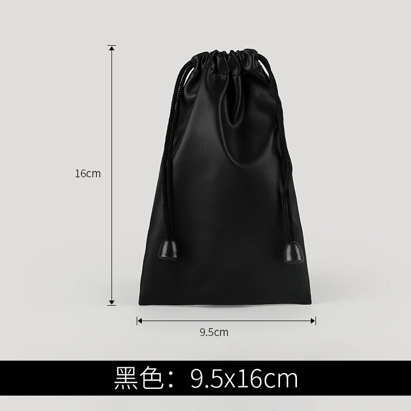Высококачественные цветные сумки-мешочки из искусственной кожи на шнурке, Черный, black9.5x16cm