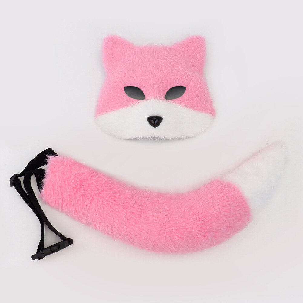 Набор масок новой лисы для косплея, маскарадные аксессуары, хвост животного, цветной блок, плюшевый хвост