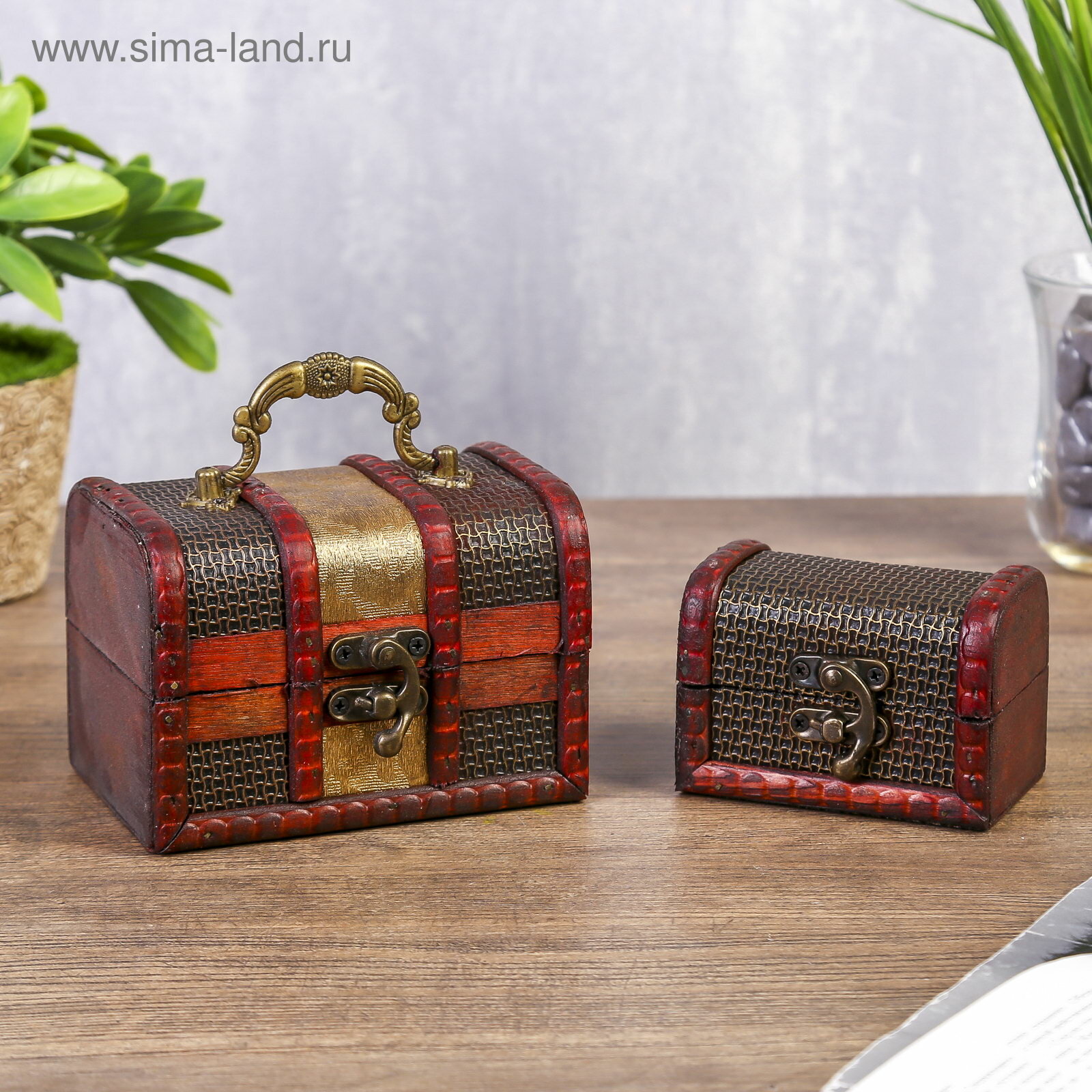 Набор шкатулок для украшений "Сундучок. Песочные часы", дерево, 2 шт.