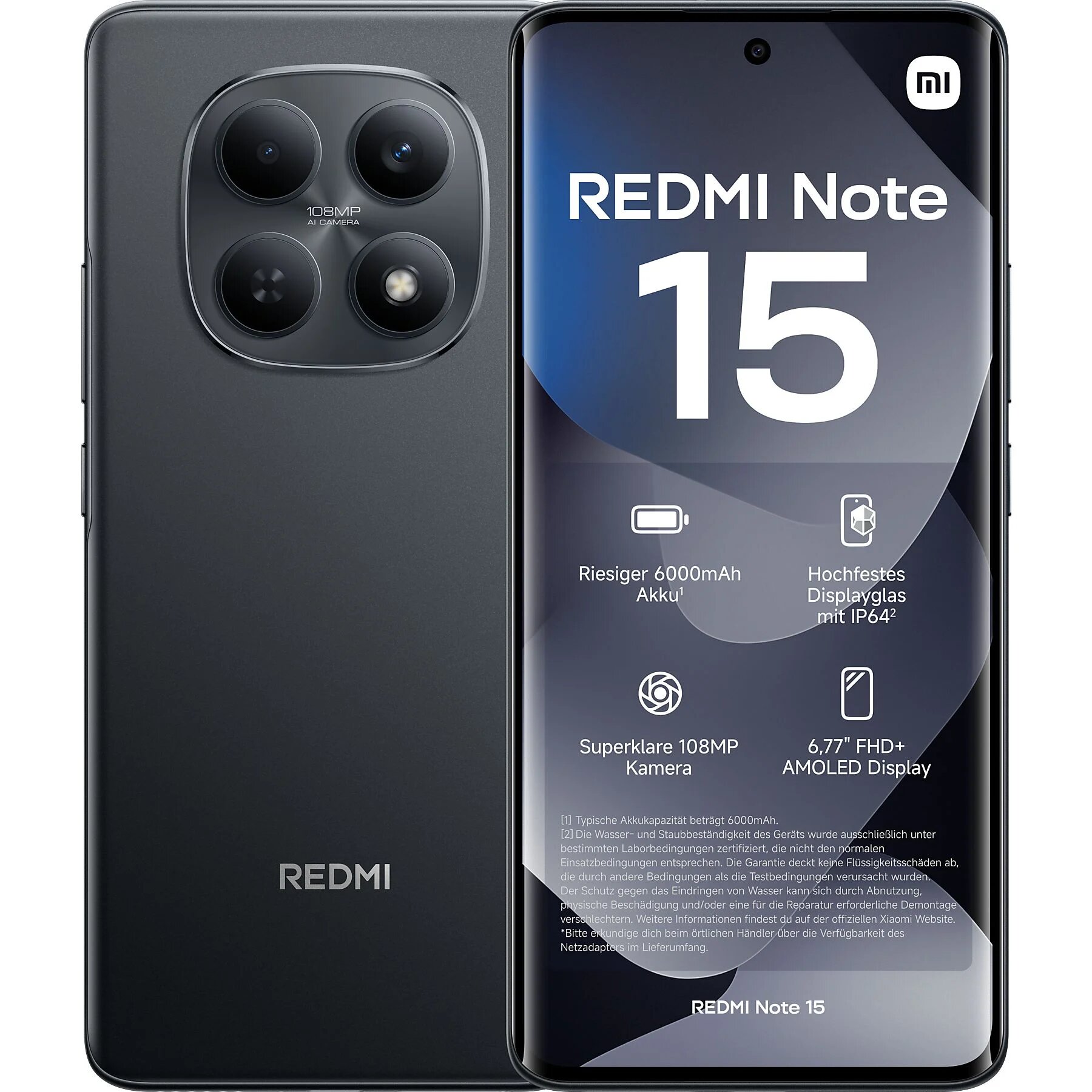 Смартфон Xiaomi Redmi Note 15 6/128 ГБ, dual nano sim, Black (Чёрный), NFC