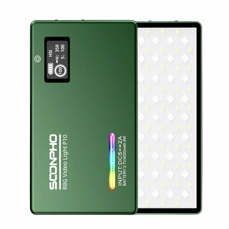 Фотофон SuBen P10, RGB, зеленый, алюминиевый корпус, 12 динамических сцен