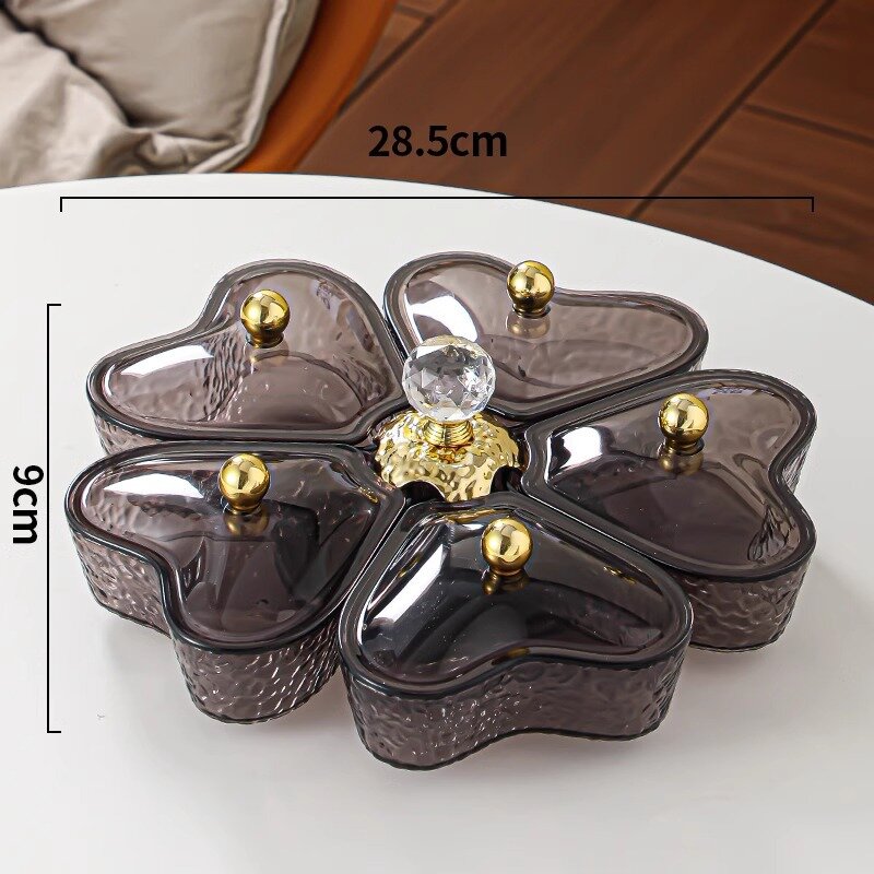 Вращающаяся тарелка для сухофруктов для домашнего использования, тарелка для закусок на кофейном столике в гостиной, новый роскошный стиль, высококачественная тарелка для хранения фруктов