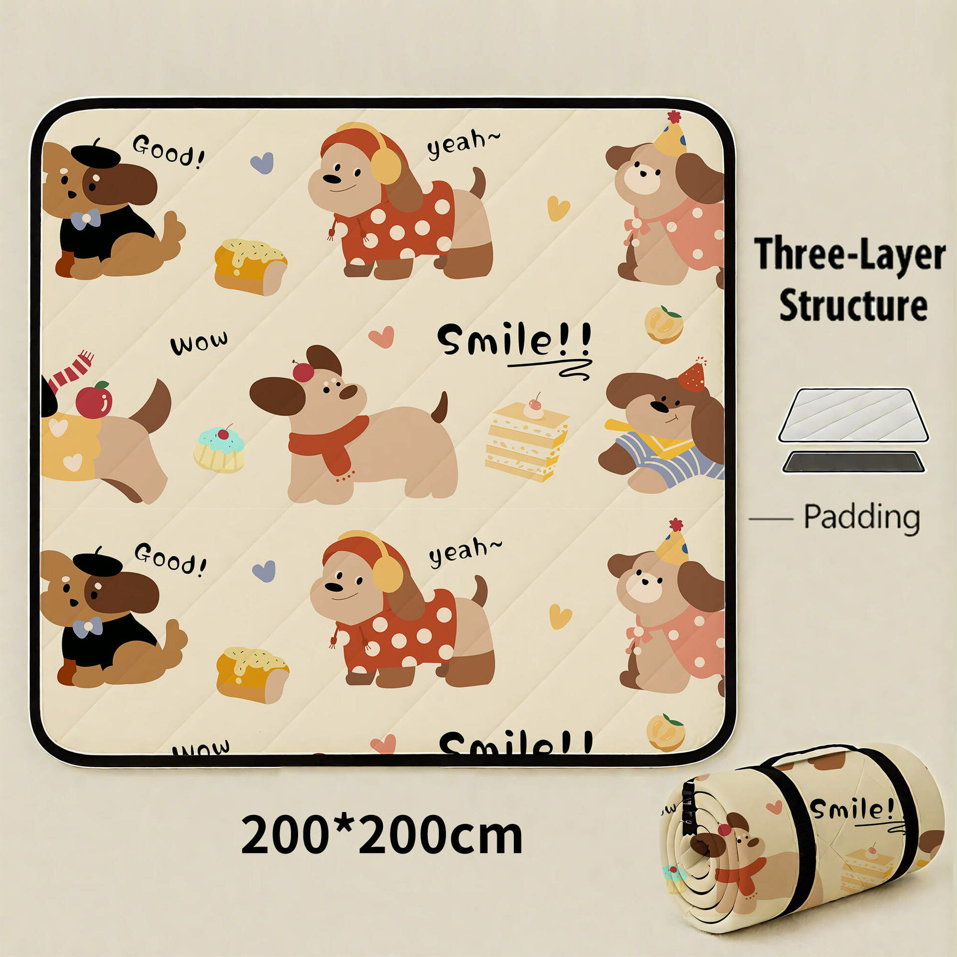 Экстра толстый пикниковый коврик, влагостойкий коврик, утолщенный кемпинговый коврик, парковый газон, ультразвуковой внутренний коврик для палатки, водонепроницаемый уличный коврик