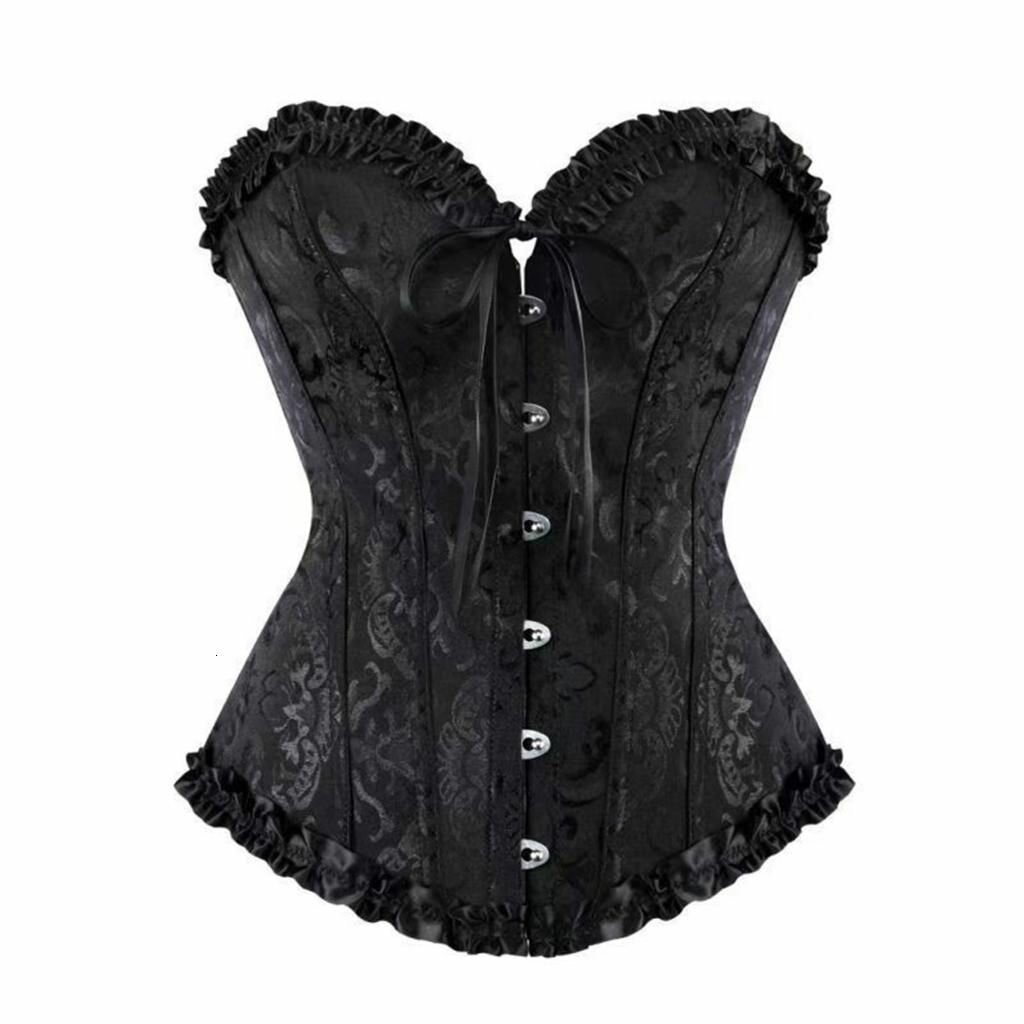 Ретро готический корсет с регулируемыми шнуровками, Черный - M