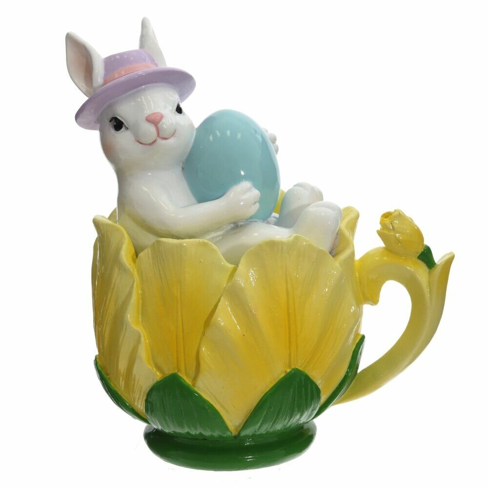 Фигурка пасхальная "Заяц в чашке", 10х8х12 см