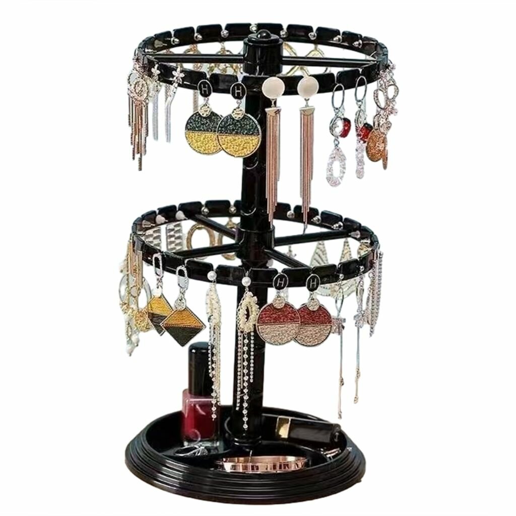 Вращающаяся полка-витрина для ожерелий, Трехслойная подставка для ювелирных изделий