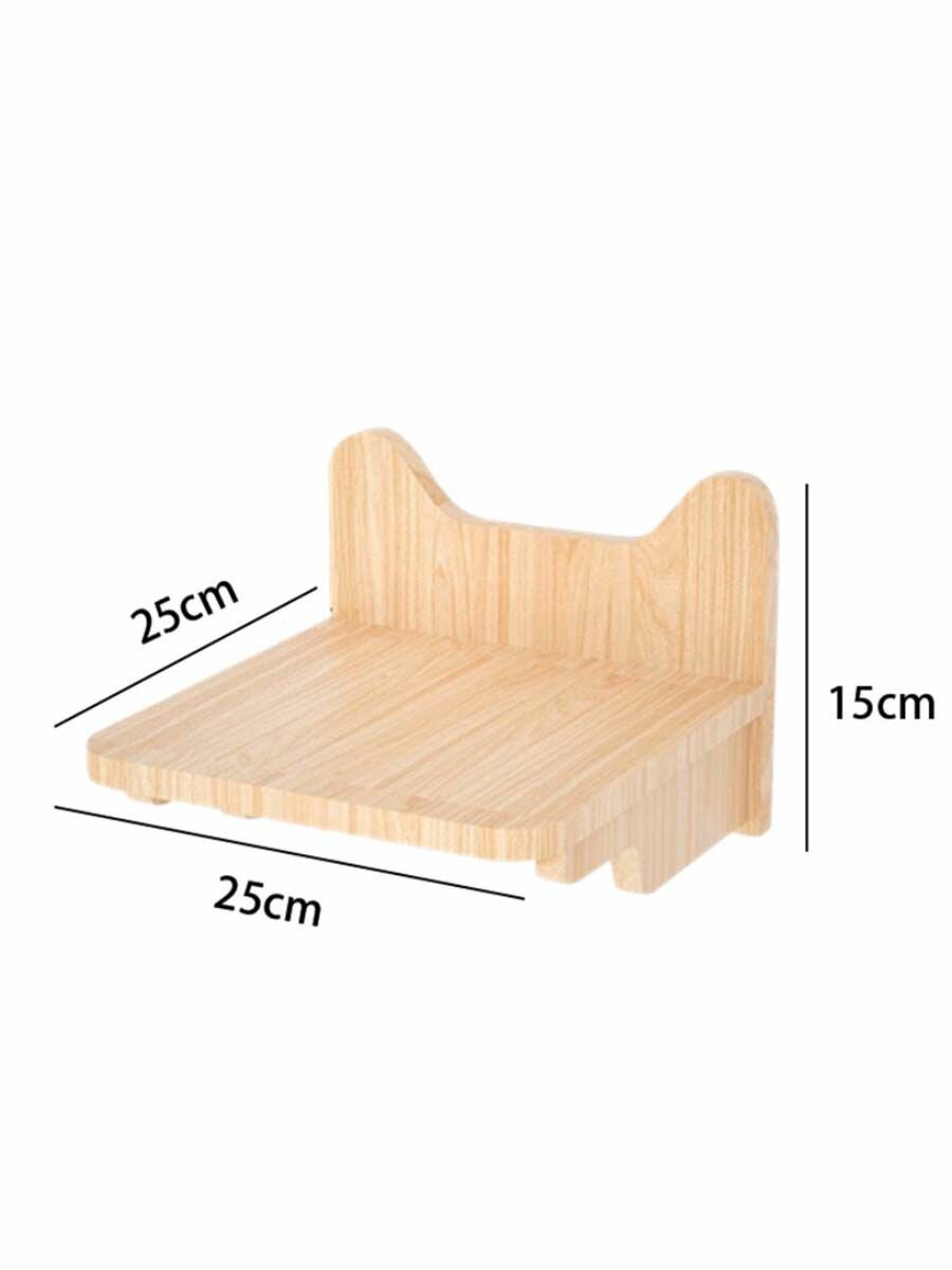 Настенная полка для кошек с бортиками деревянная площадка Кошачья голова, полка настенная навесная