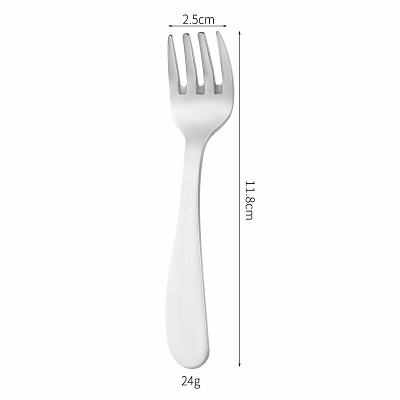 304 нержавеющая сталь четырехзубчатая вилка, гладкая поверхность, десертная посуда для детей, безопасная