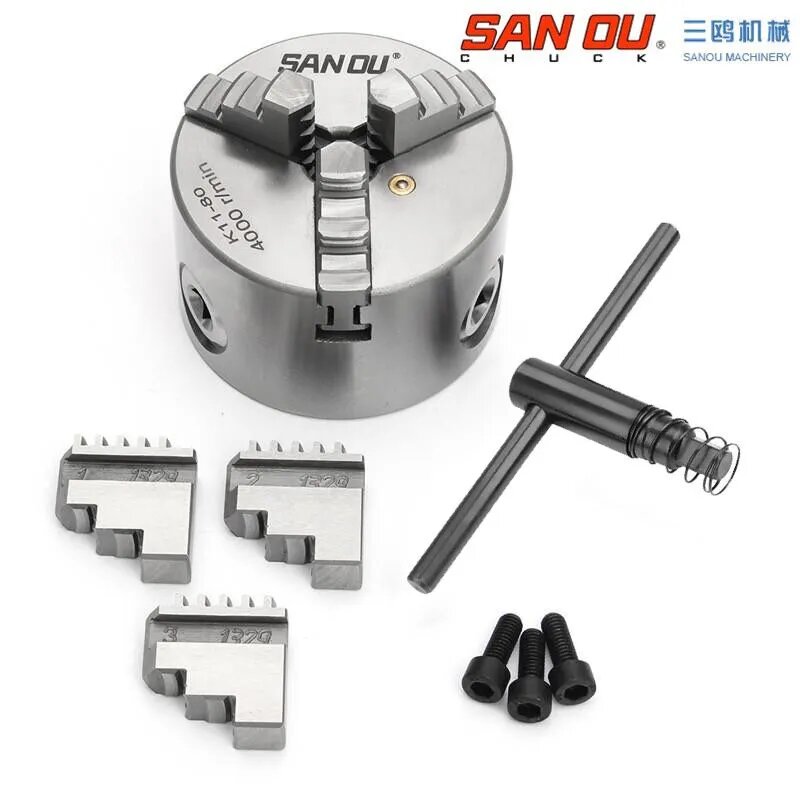 Металлический токарный патрон 80 мм трехкулачковый самоцентрирующийся патрон марки SANOU K11-80