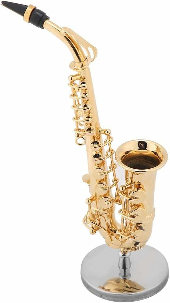 Миниатюрный альт-саксофон, мини-саксофонная модель с подарочной коробкой для домашнего стола, полки, декора музыкальной комнаты, идея подарка