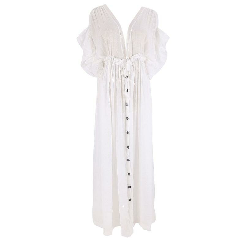 Платье-кардиган с V-образным вырезом, Белый