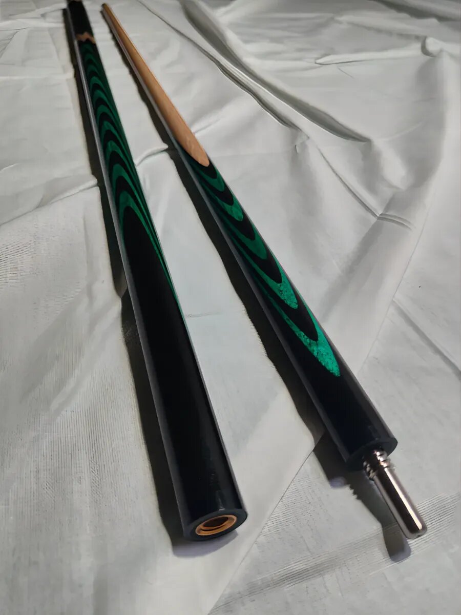 Кий бильярдный Каюков С. 27 запилов бирюзовый граб