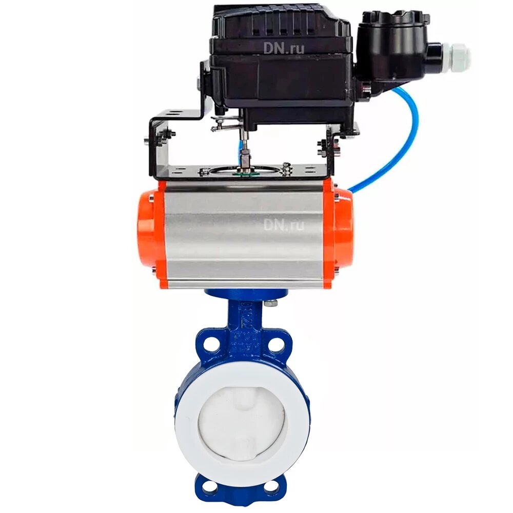 Затвор DN.ru WCB-WCB-PTFE-PTFE-Fb-H Ду80 Ру16, с пн. прив. DA-083 и позиционером EPRP1-NU-Fb-08