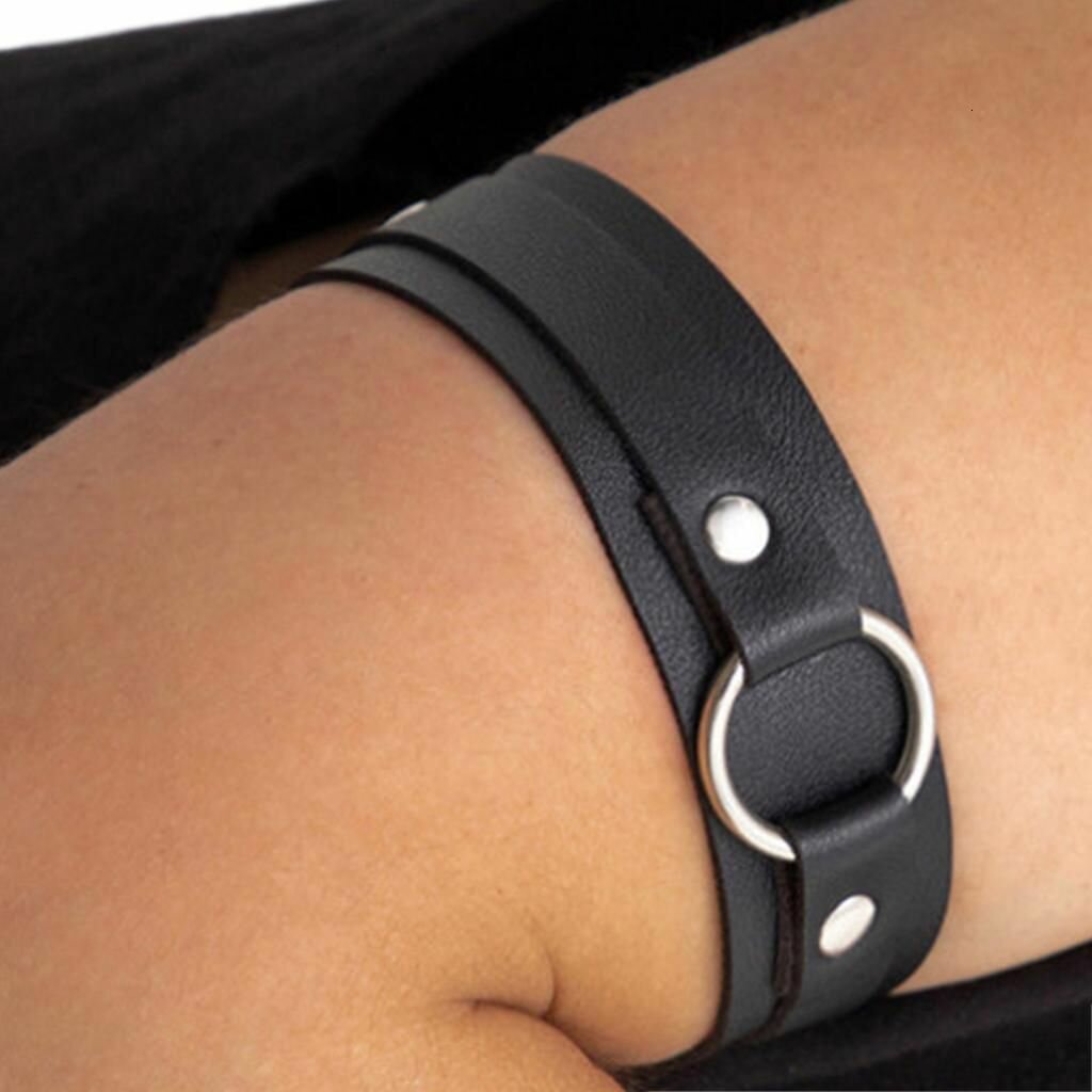 Готический нарукавник из черной кожи PU, - Черный шириной 5 см