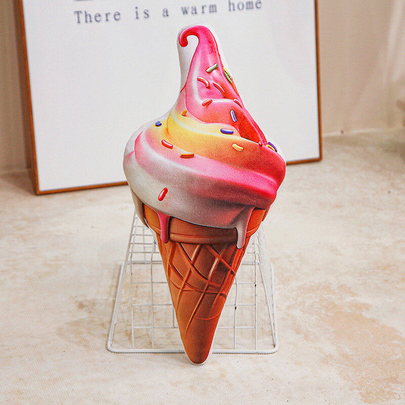 Новая реалистичная и забавная подушка в виде рожка мороженого, плюшевая игрушка, подушка-мороженое, креативный реквизит для куклы.