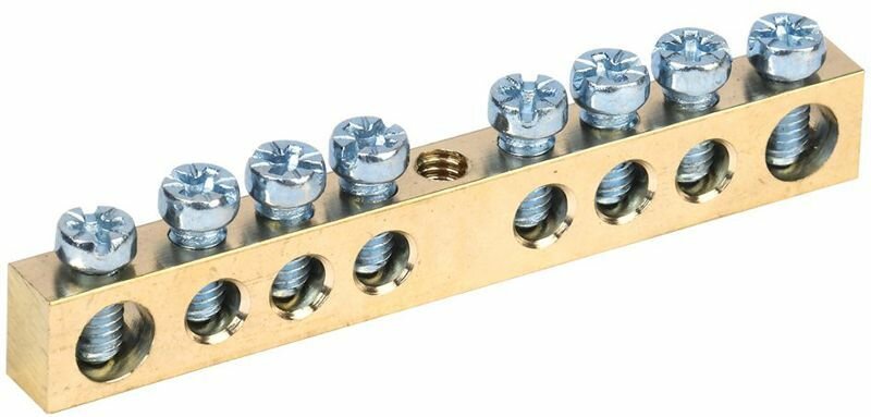 Шина PEN «земля-ноль» 6х9мм 8/1 (8групп/крепеж по центру) IEK YNN10-08-100