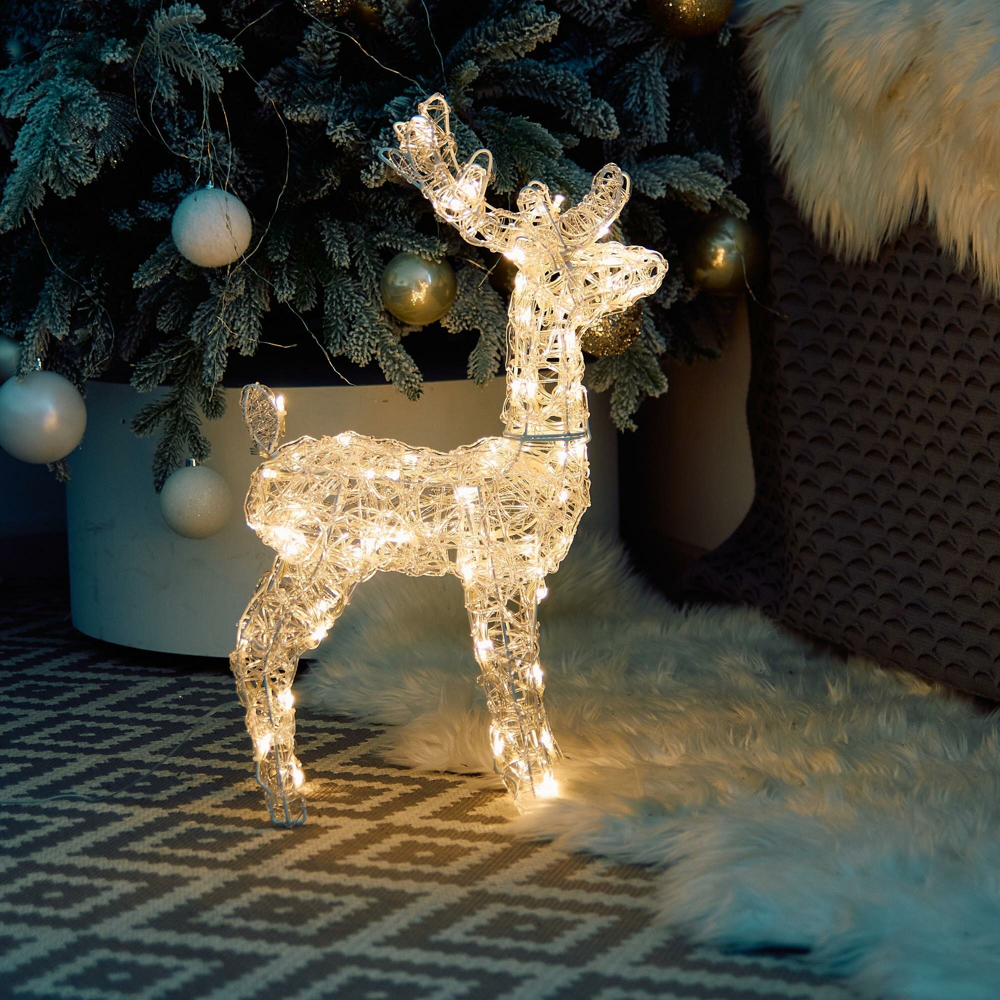 Фигура светодиодная каркасная ОЛЕНЬ-2 ULD-М3660-080/STA БЕЛ свет 36Х60СМ 80 IP44 UNIEL