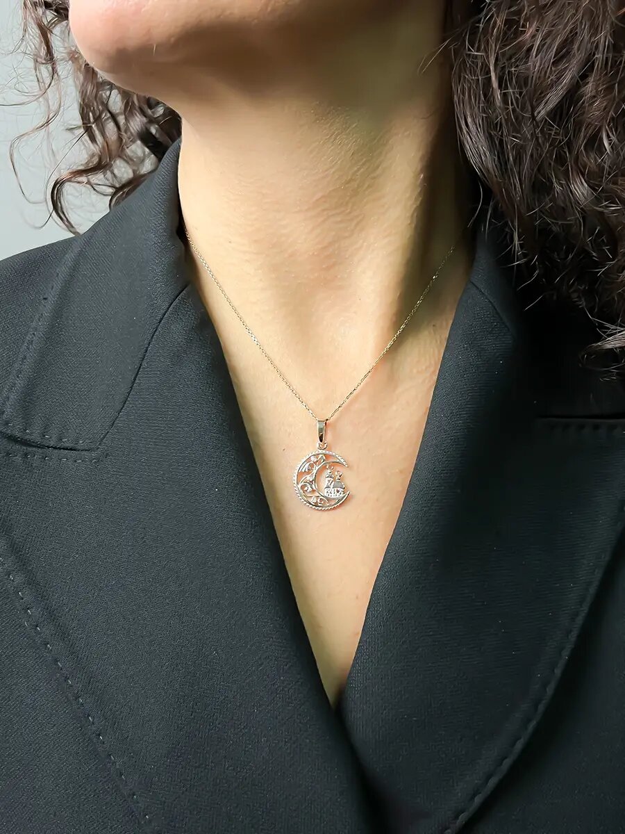 Подвеска, красное золото, 375 проба, бриллиант