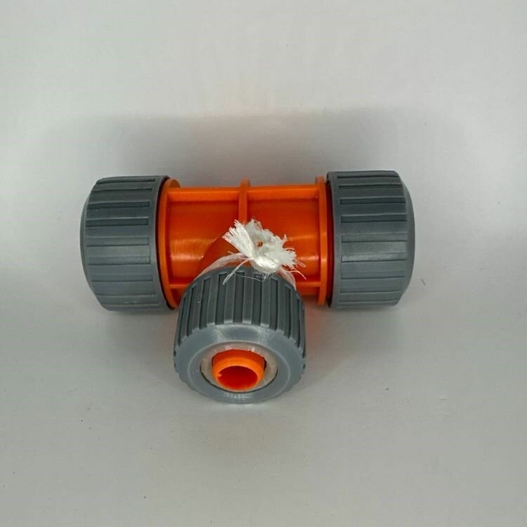 Тройник соединительный шланга садового 20-16-20мм 3/4-1/2-3/4" пластиковый цанговый зажим SAUIM 2шт