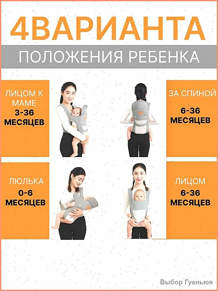 Слинг-рюкзак "4 в 1", для новорожденных, эргономичный, мятный