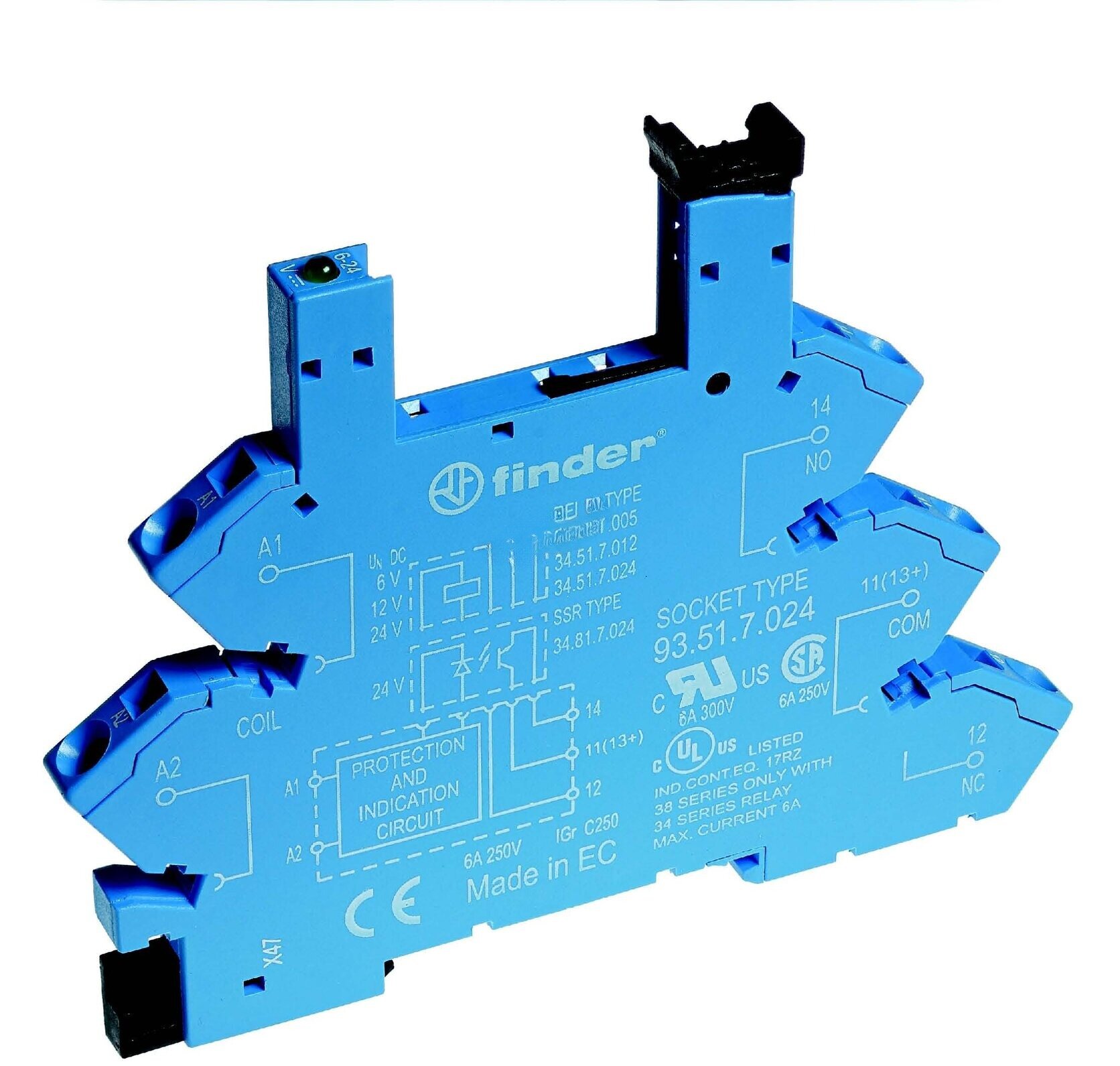 Розетка FINDER с безвинтовыми клеммами, пружинный зажим, для установки в рамку