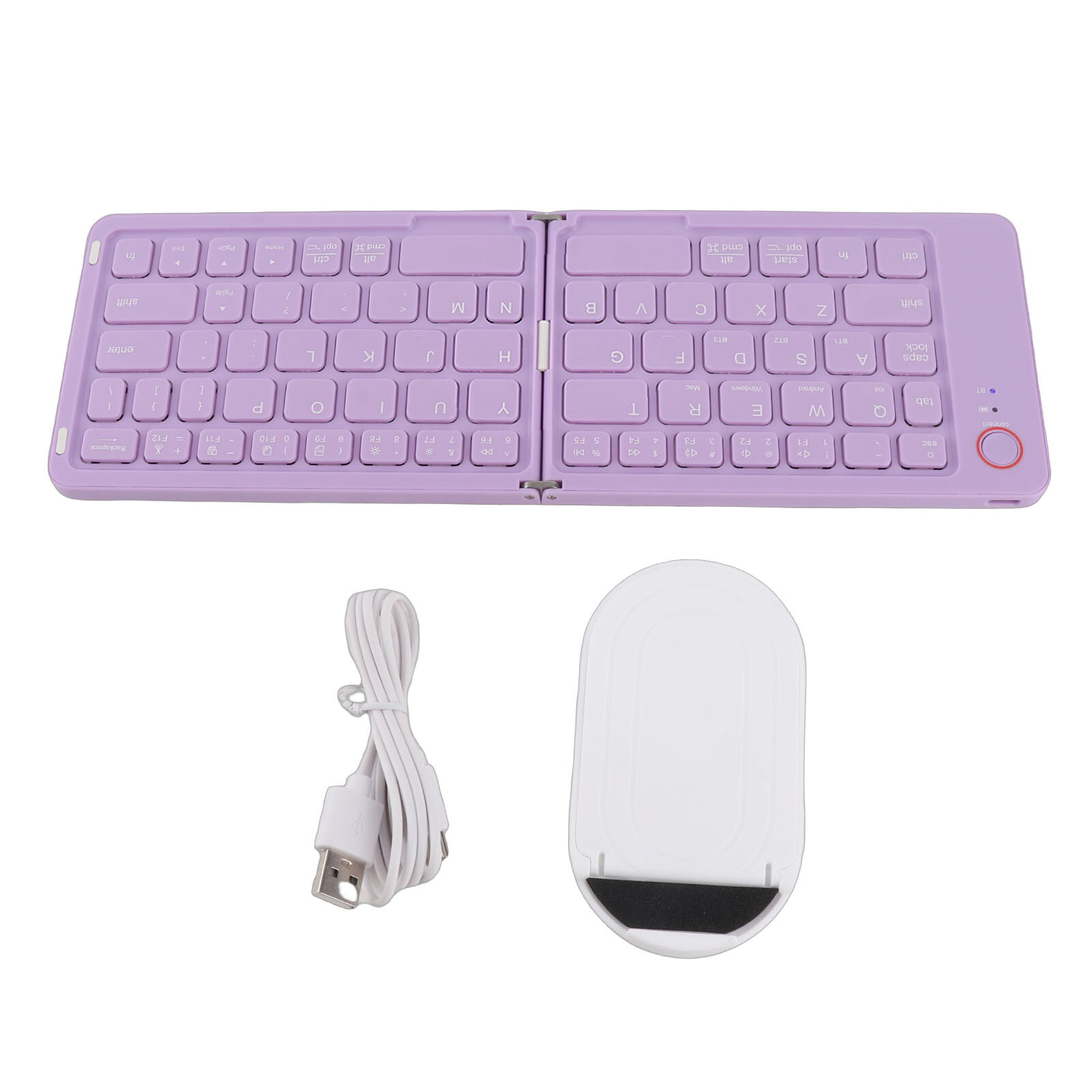 Складная Bluetooth-клавиатура на 67 клавиш, перезаряжаемая, магнитная, тонкая, универсальная, беспроводная, для телефона, планшета, ноутбука, фиолетовая.