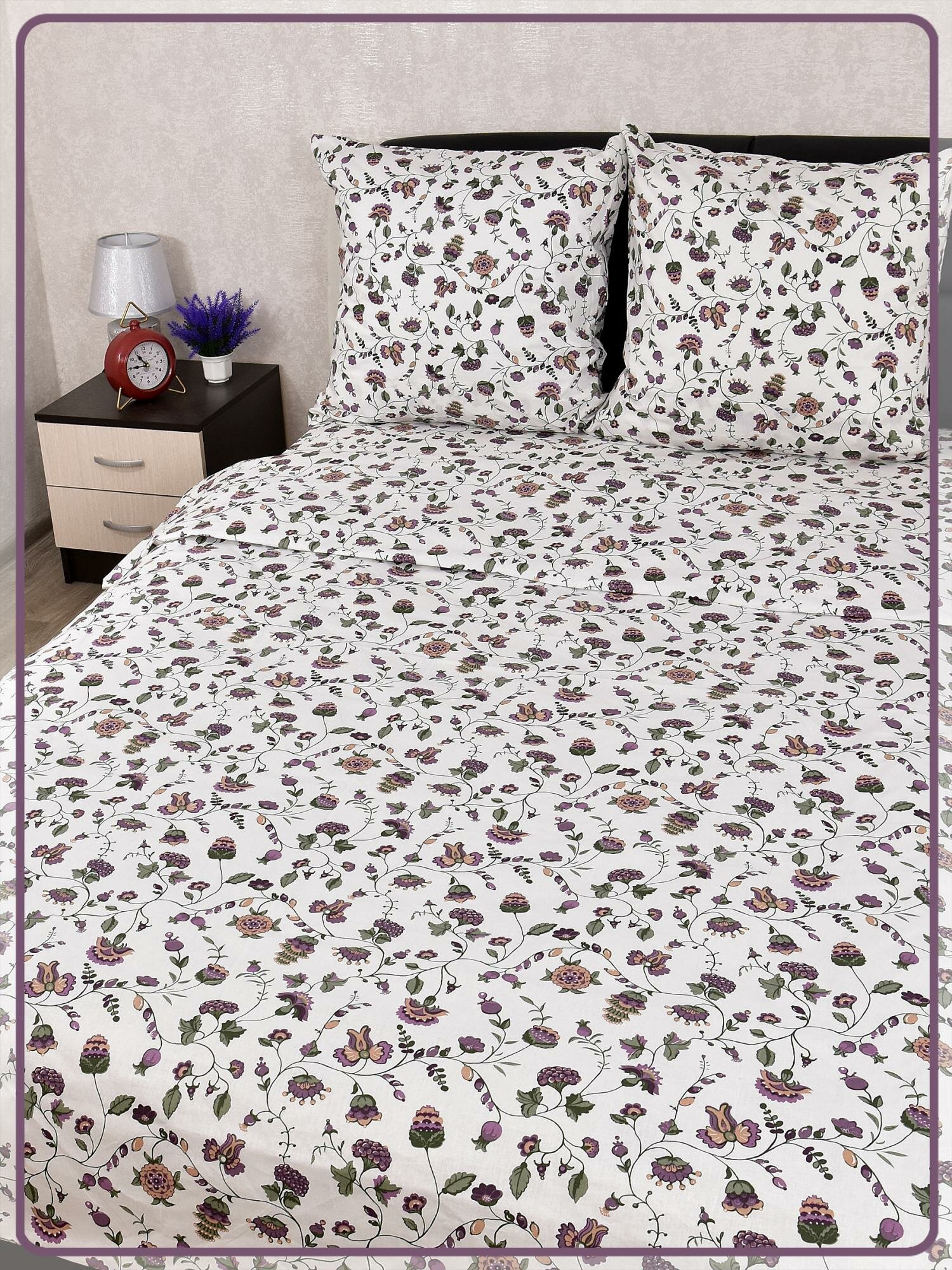 Постельное белье Шуйская бязь Цветочки-ягодки 21404-2 1,5 спальное