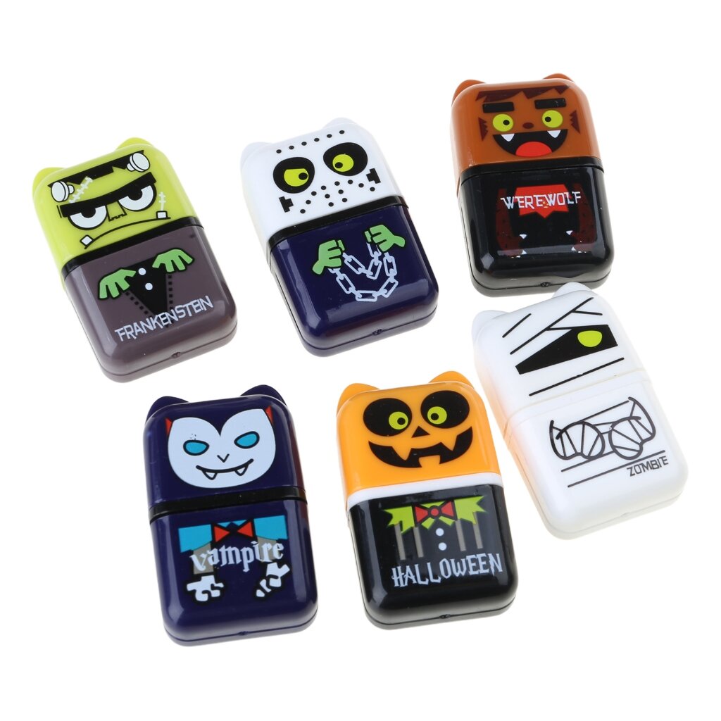 Роликовые ластики 6шт, милый ластик с футляром для бритвенного ролика, ластики для Хэллоуина