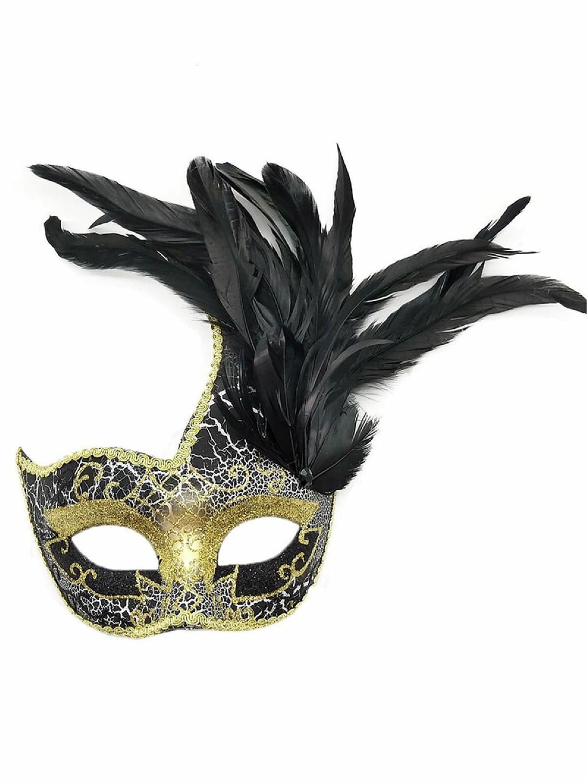 Маска-перо для женщин, Куриное перо черного цвета
