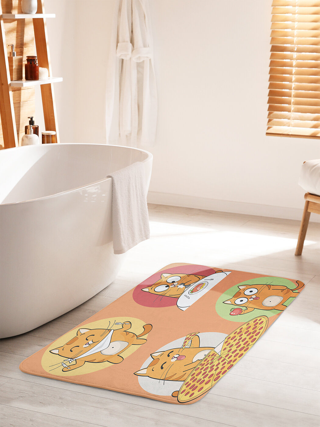 Коврик для ванной комнаты и туалета противоскользящий "Стиль кота" 60х100 см, JoyArty