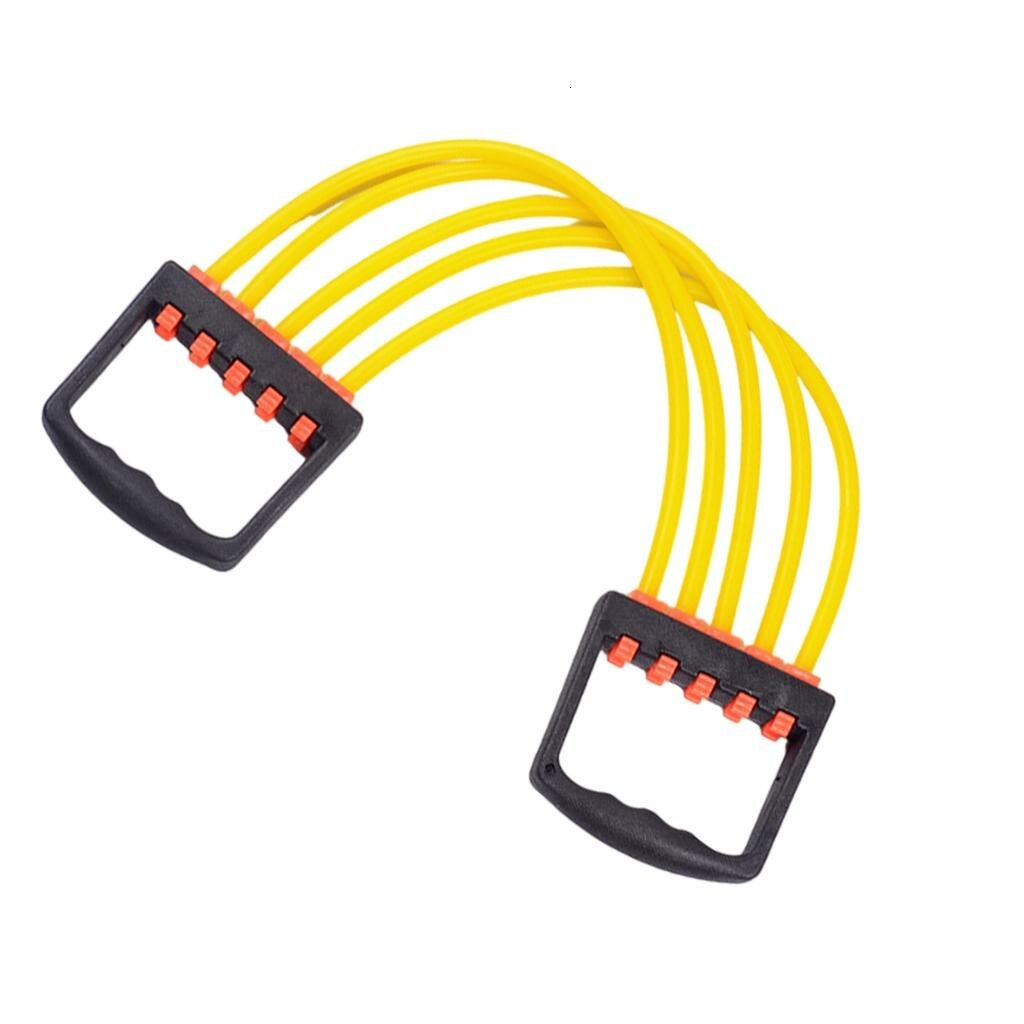 Тренажёр для грудных мышц с пятью резинками, Желтый