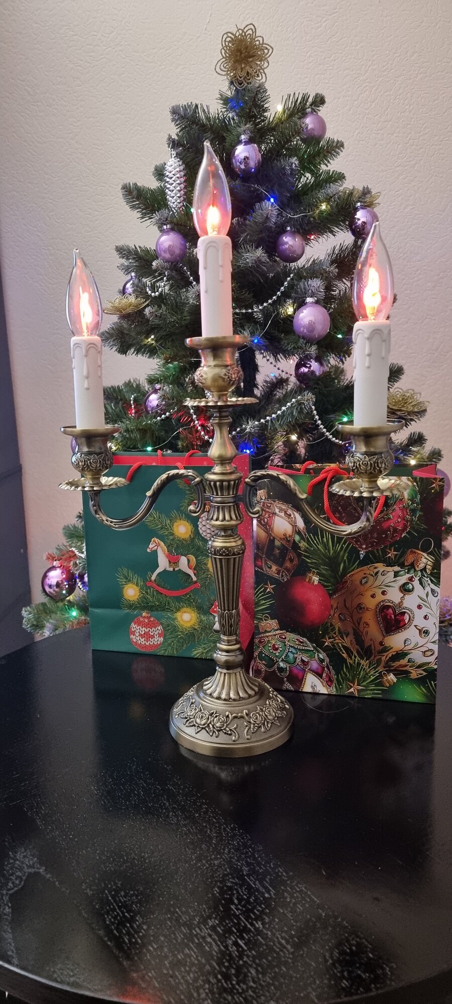 Электрический винтажный канделябр "Розариум" на три лапочки, патинированная бронза