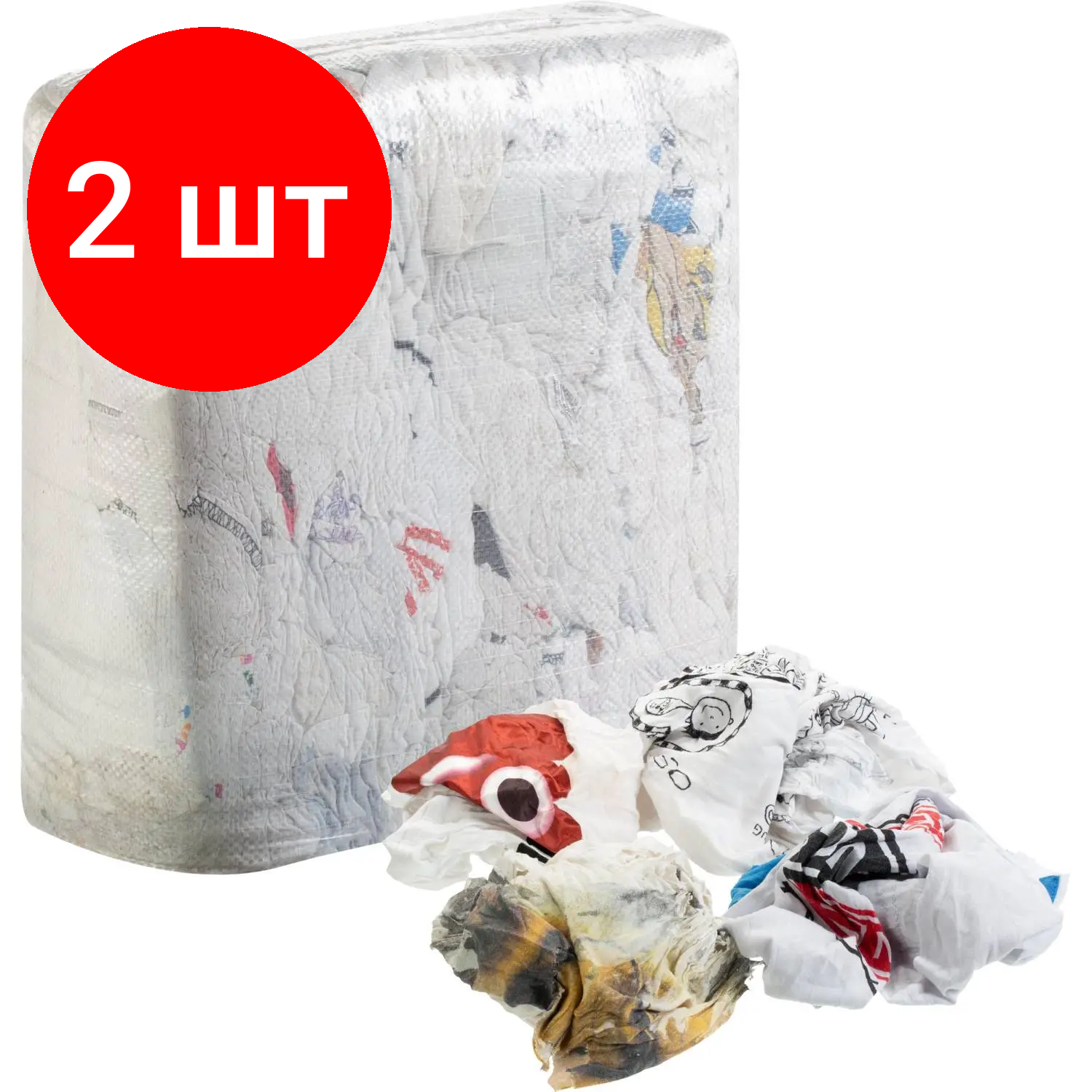 Комплект 2 штук, Ветошь трикотаж белый с вкраплениями_Б, 10кг