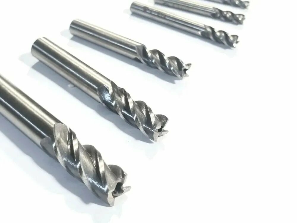 Набор фрез по металлу 4, 6, 8, 10, 12 мм концевая 5шт цилиндрический хвост пальчиковая фреза Р6М5