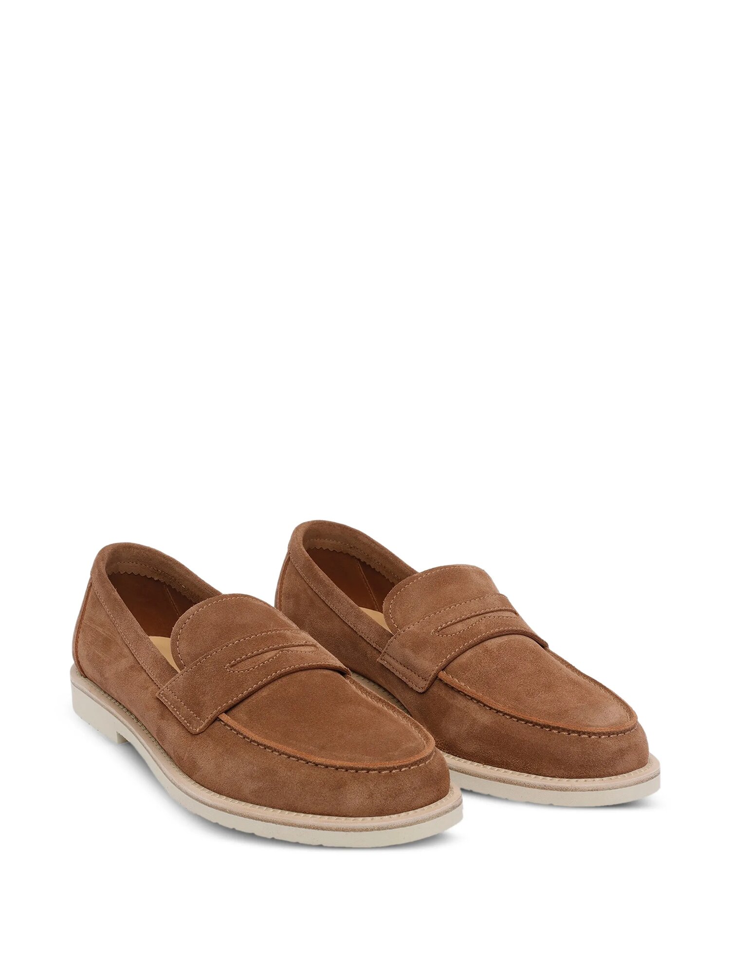 Лоферы BRUNELLO CUCINELLI Round toe suede loafers, размер 45, коричневый — фото 1