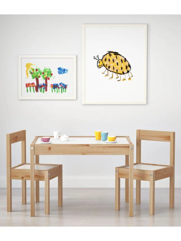 Корпи Комплект детской мебели (стол и 2 стула) без отделки/белый