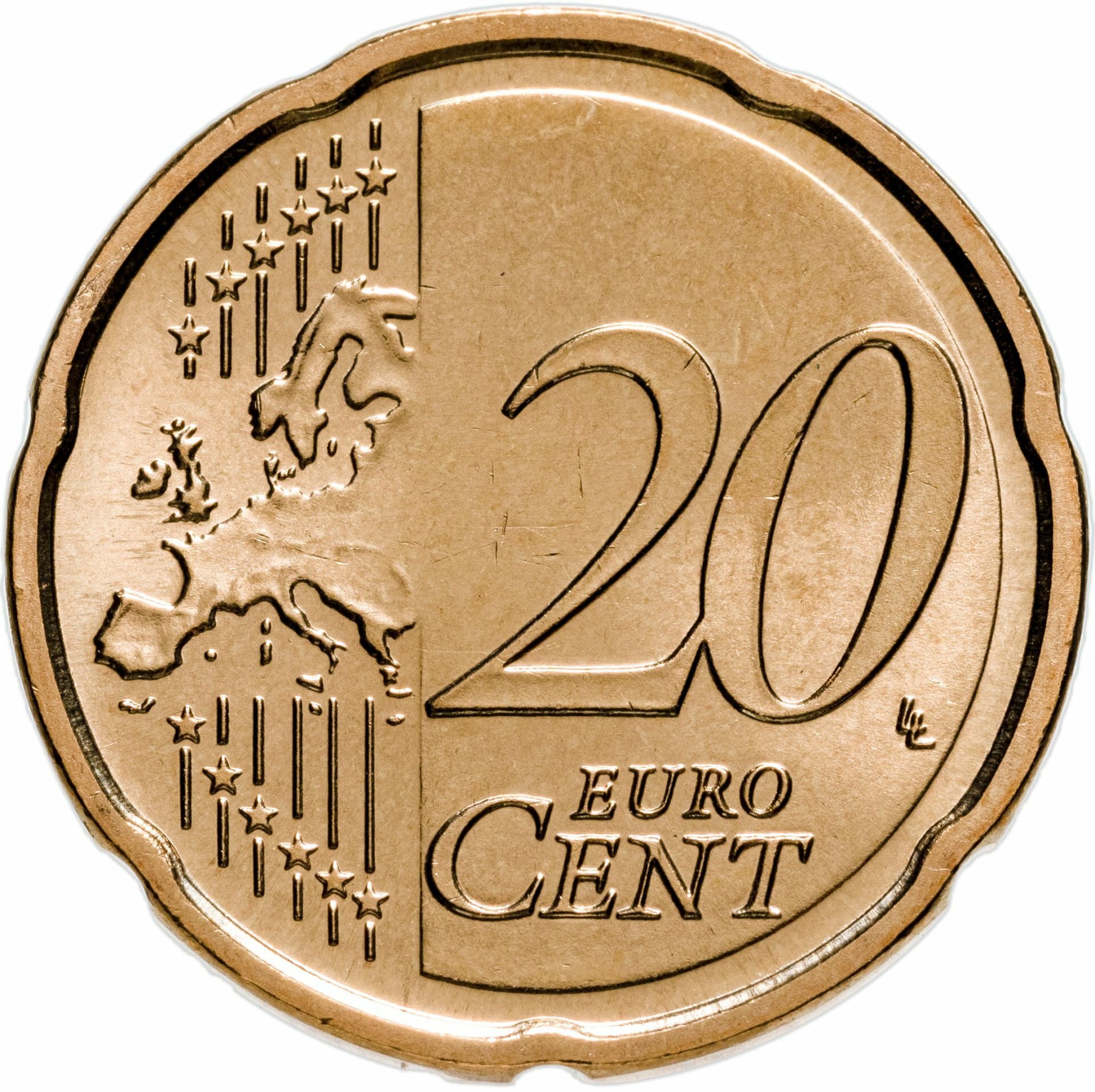 Латвия 20 евроцентов 2014, Латунь, в сохранности UNC