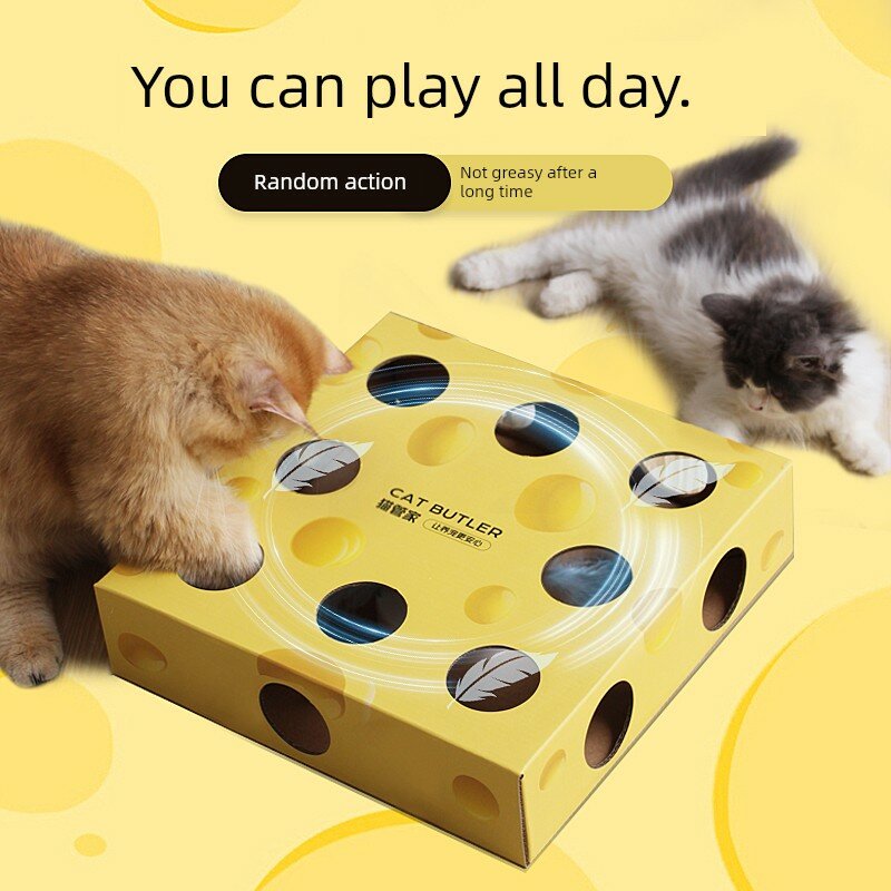 Батарейный вращающийся диск для кошек с 2 заменяемыми перьями для интерактивной игры и развлечения