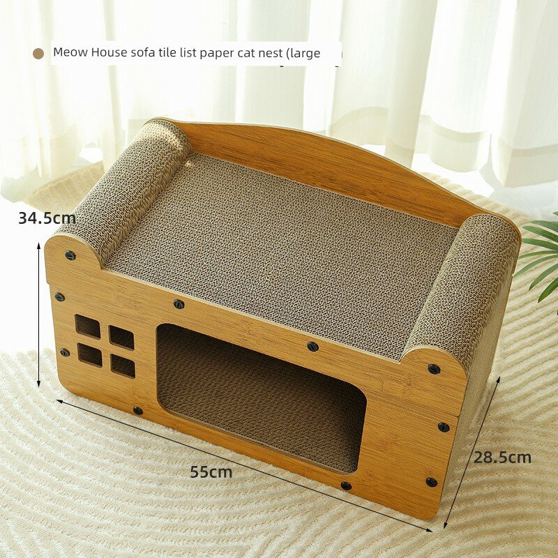 Большой когтеточечный домик для кошек - долговечная всесезонная конструкция для нескольких кошек