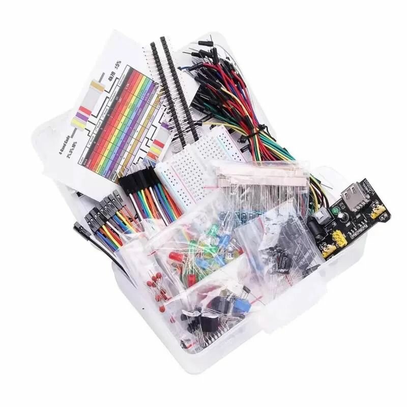 Набор макетной платы 400 точек с модулем питания для Arduino UNO R3. Идеальное дополнение к стартовому комплекту. Беспаечная плата, стабилизатор 5В/3.3В, клеммы