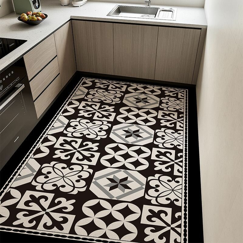 Кухонный коврик из ПВХ, моющийся, без необходимости стирки, нескользящий, маслостойкий, водонепроницаемый, домашний коврик для ног, входной, антигрязевой, кожаный ковер