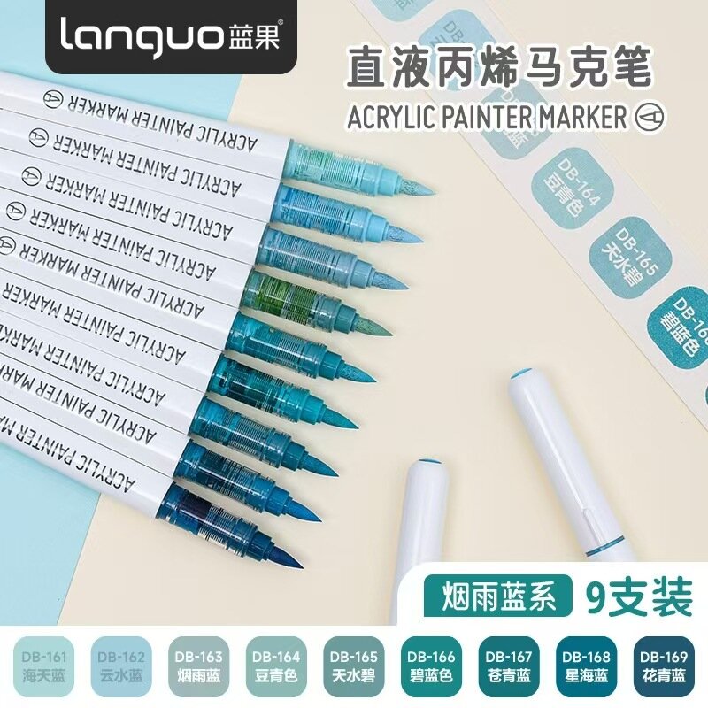 Синий фруктовый прямой жидкий акриловый маркер, мягкий наконечник, водонепроницаемый, новые цвета, 207 цветов, полный набор для рисования, специальное использование для студентов