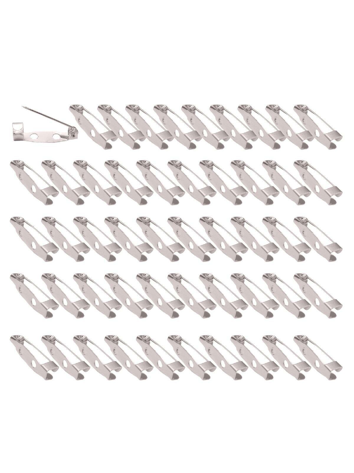 Безопасные булавки с отверстиями, 50 шт, Цвет родия - 20mm