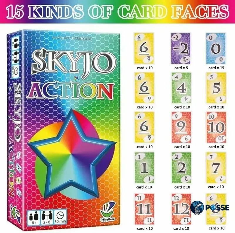 Игральные карты, Skyjo Action, настольные игры, семейные встречи, 2-8 человек