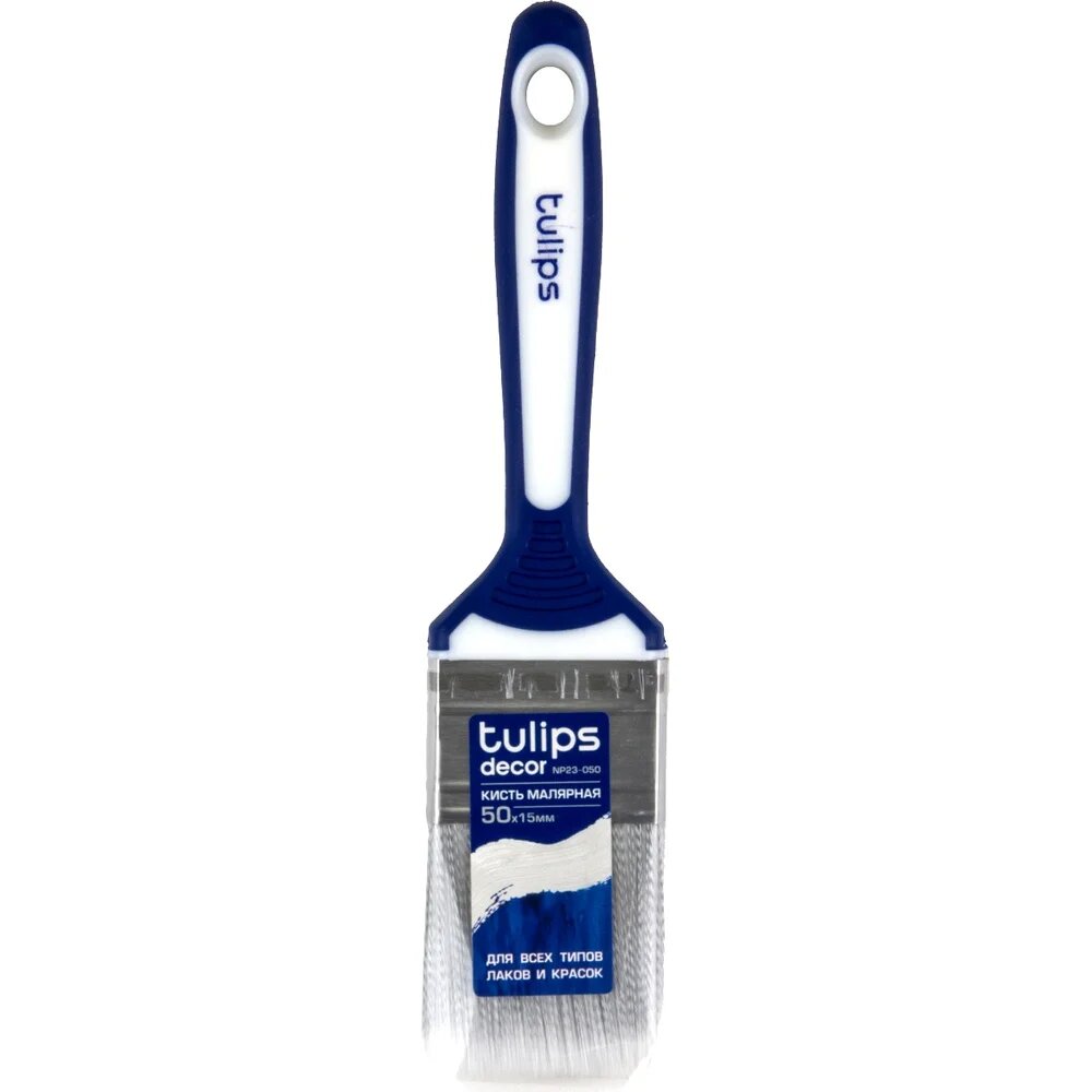 Кисть малярная Tulips decor 50х16, для всех типов ЛКМ Tulips Tools NP23-050, плоская форма, искусственная щетина
