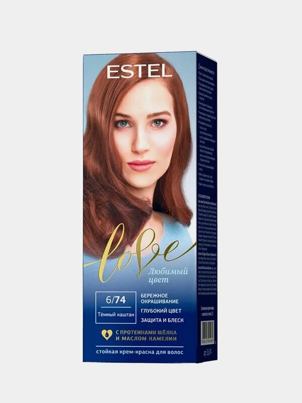 Стойкая крем-краска для волос ESTEL LOVE "Темный каштан", 6/74