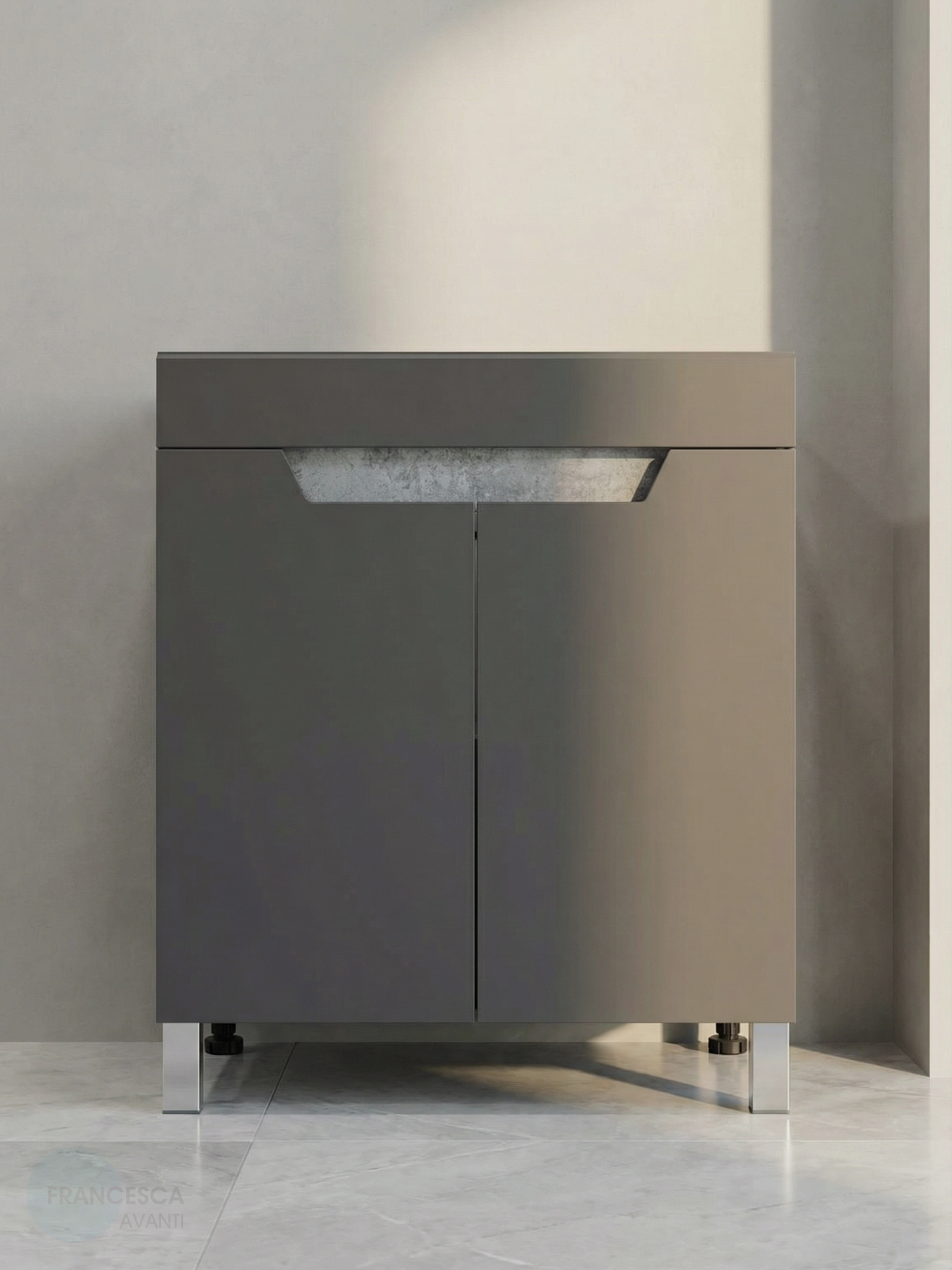 Тумба под раковину в ванную Неаполь 70 графит софт (Умывальник Миранда 70 приобретается отдельно)