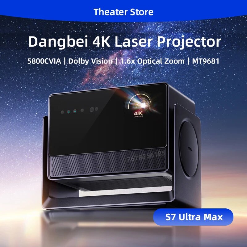 Трехцветный лазерный проектор Dangbei S7 Ultra Max 4K 5800CVIA с оптическим зумом Dolby Vision 3D-проектор для кинотеатра для домашнего кинотеатра